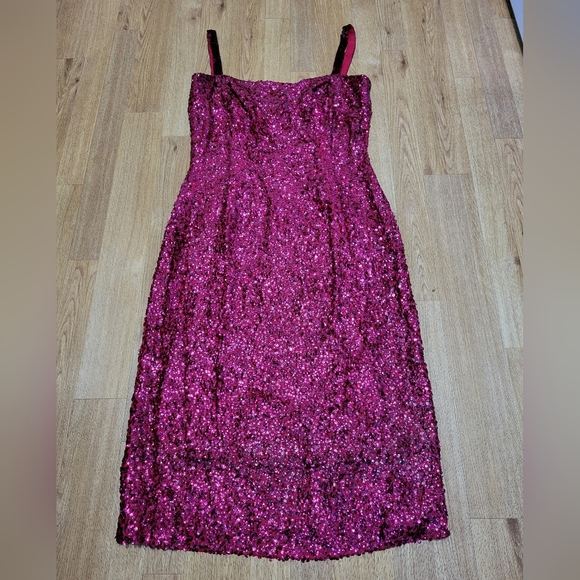 Vintage | Dresses | Vintage Hot Pink Sequin Cocktail Dress 5s60s | Poshmark